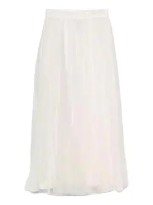 STYLAND Pleated Tulle Midi Skirt White