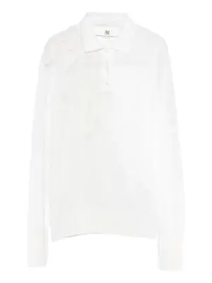 Ermanno Scervino Lace-embellished Polo Top - White