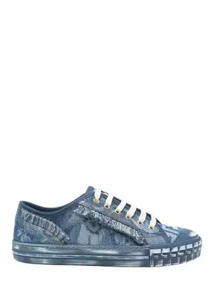 Fendi Frayed Denim Sneakers - Blue
