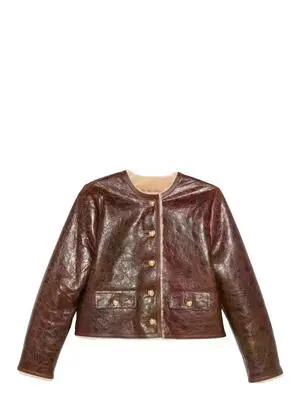 NILI LOTAN Zanie Leather Jacket - Brown