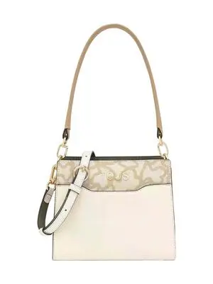 TOUS Embossed Logo Leather Shoulder Bag - White
