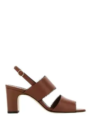 Manolo Blahnik 70mm Leather Heeled Sandals - Brown