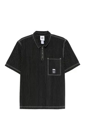 Adidas Striped Half-zip Polo Shirt - Black