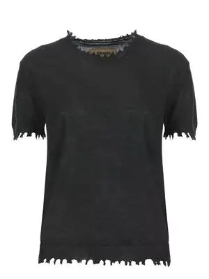 UMA WANG Frayed-edge Cashmere Top - Black
