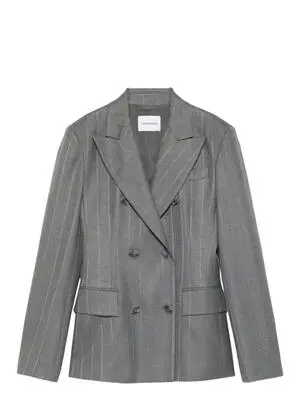 Andamane Pinstripe Double-breasted Blazer - Grey