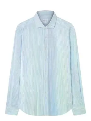 XACUS Striped Long-sleeved Shirt - Blue