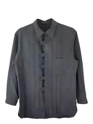 Yohji Yamamoto Pleated Button-fastening Shirt Jacket - Grey