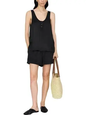 ANINE BING Evy Button-front Tank Top - Black