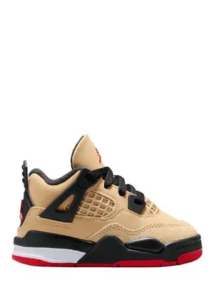 JORDAN 4 Retro Pizza Toddler Sneakers - Fire Red/sesame/white