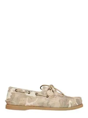 SCAROSSO Camouflage Suede Boat Shoes - Neutrals