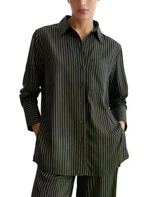 Marc O'polo Striped Button-Up Shirt Black