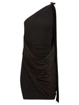 Nina Ricci One-shoulder Draped Mini Dress - Black