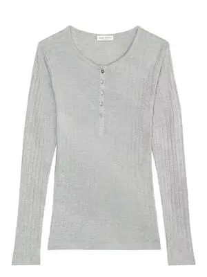 Marc O'polo Ribbed Henley Top - Grey
