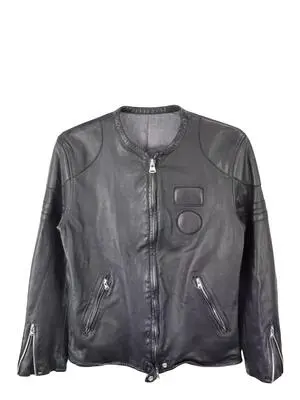 Yohji Yamamoto Embossed-logo Leather Jacket - Black