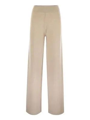 MAX MARA STUDIO Wool And Cashmere Wide-Leg Trousers Beige