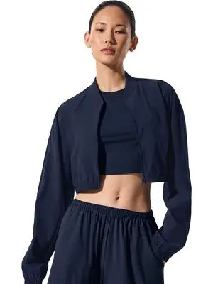 Alo Yoga Cropped Full-zip Cover Up Sweatshirt - Navy