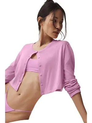 Alo Yoga Supernatural Sweater Cardigan Top - Candy Heart Pink