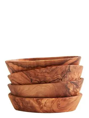 VERVE CULTURE Set Of 4 Olivewood Aperitivo Bowls - Brown