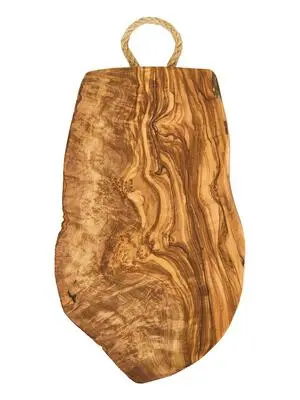 VERVE CULTURE Olivewood Charcuterie Board With Rope Handle - Brown