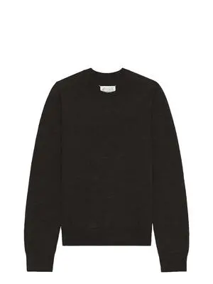 MAISON MARGIELA Crew Neck Wool Sweatshirt - Dark Brown