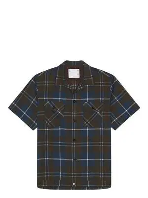 Sacai Plaid Shirt In Brown - Brown & Blue