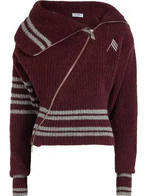 Attico Striped Wool-blend Cardigan - Burgundy