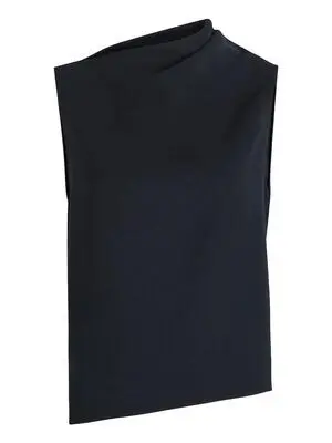 Vince Asymmetric Draped Crepe Top - Navy