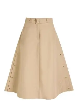 Moncler Cotton-poplin Midi Skirt - Beige