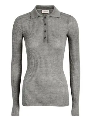 MONCLER Ribbed Wool Polo Top