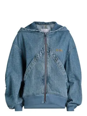 Attico Hooded Denim Bomber Jacket - Blue