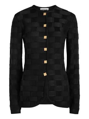 Tove Uma Checked Knit Cardigan - Black