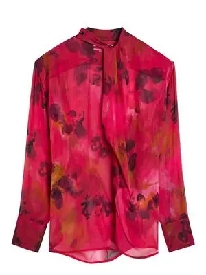 Victoria Beckham Draped Floral Silk-chiffon Blouse - Multi Print