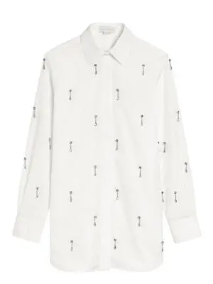 Stella McCartney Crystal-embellished Cotton-poplin Shirt - White