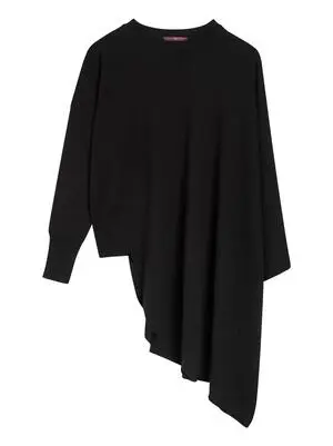 High Asymmetric Wool-blend Jumper - Black