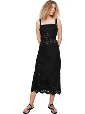 Banana Republic Eyelet Linen Midi Dress - Black