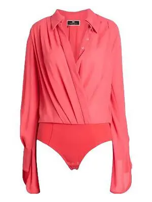 Elisabetta Franchi Crepe Bodysuit With Appliqués - Red