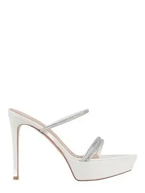 GIANVITO ROSSI Leather Sandals With Crystals - White