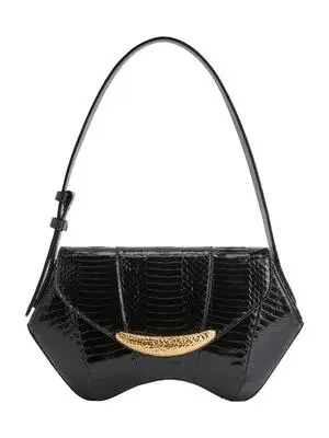 GIUSEPPE ZANOTTI Compact Snakeskin Shoulder Bag - Black