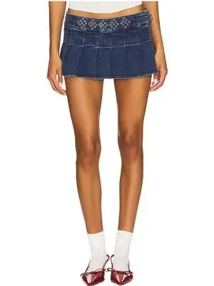 Miaou Reno Denim Mini Skirt - Blue