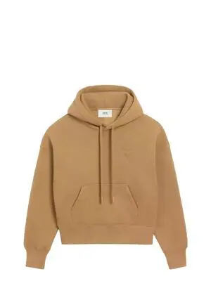 AMI Paris De Coeur Cotton Hoodie - Brown