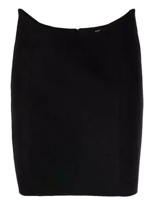 Balmain Curved Waist Fitted Skirt - Black