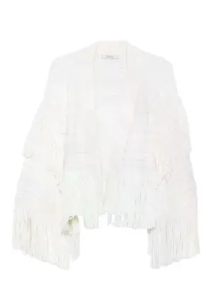 Dorothee Schumacher Fringe-detail Wool Cardigan - Neutrals