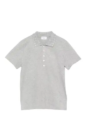 Marella Embellished-collar Polo Shirt - Grey