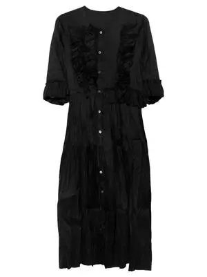 CHRISTIAN PEAU Button-front Dress With Ruffled Details - Black