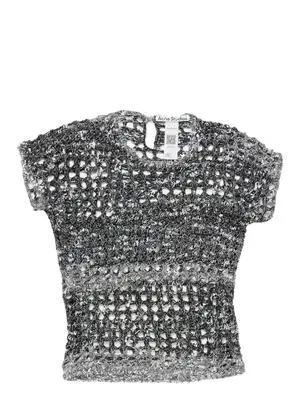 Acne Studios Crochet-knit Cropped T-shirt - Grey