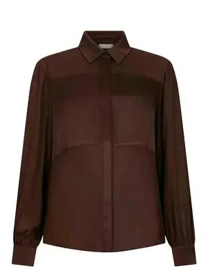 Liu Jo Satin-insert Crepe Shirt - Brown