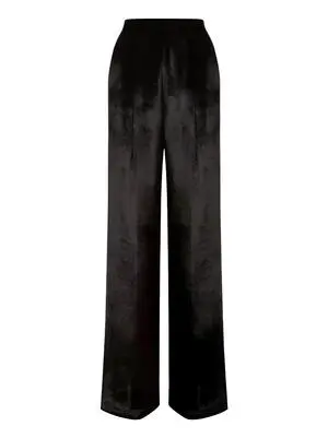 Alberta Ferretti Satin High-waisted Trousers - Black