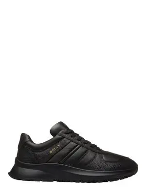 Bally Outline Grained Leather Ribbon Sneakers - Black