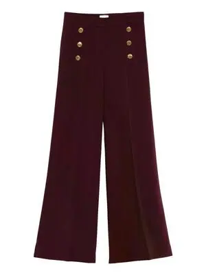 Seductive Bridget Button-detailed Wide-leg Trousers - Red