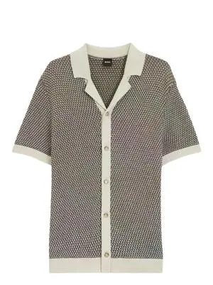 BOSS Houndstooth Knitted Shirt - Neutrals
